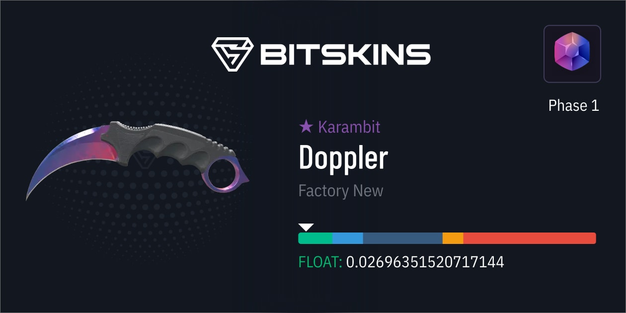 Karambit | Doppler Phase 1 (Factory New) - CS2 Item | Buy Now on BitSkins