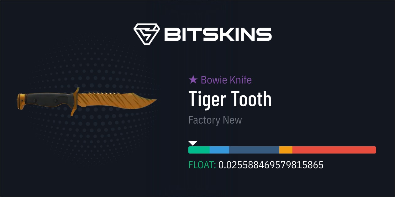 Bowie Knife | Tiger Tooth (Factory New) - CS2 Item | Buy Now on BitSkins